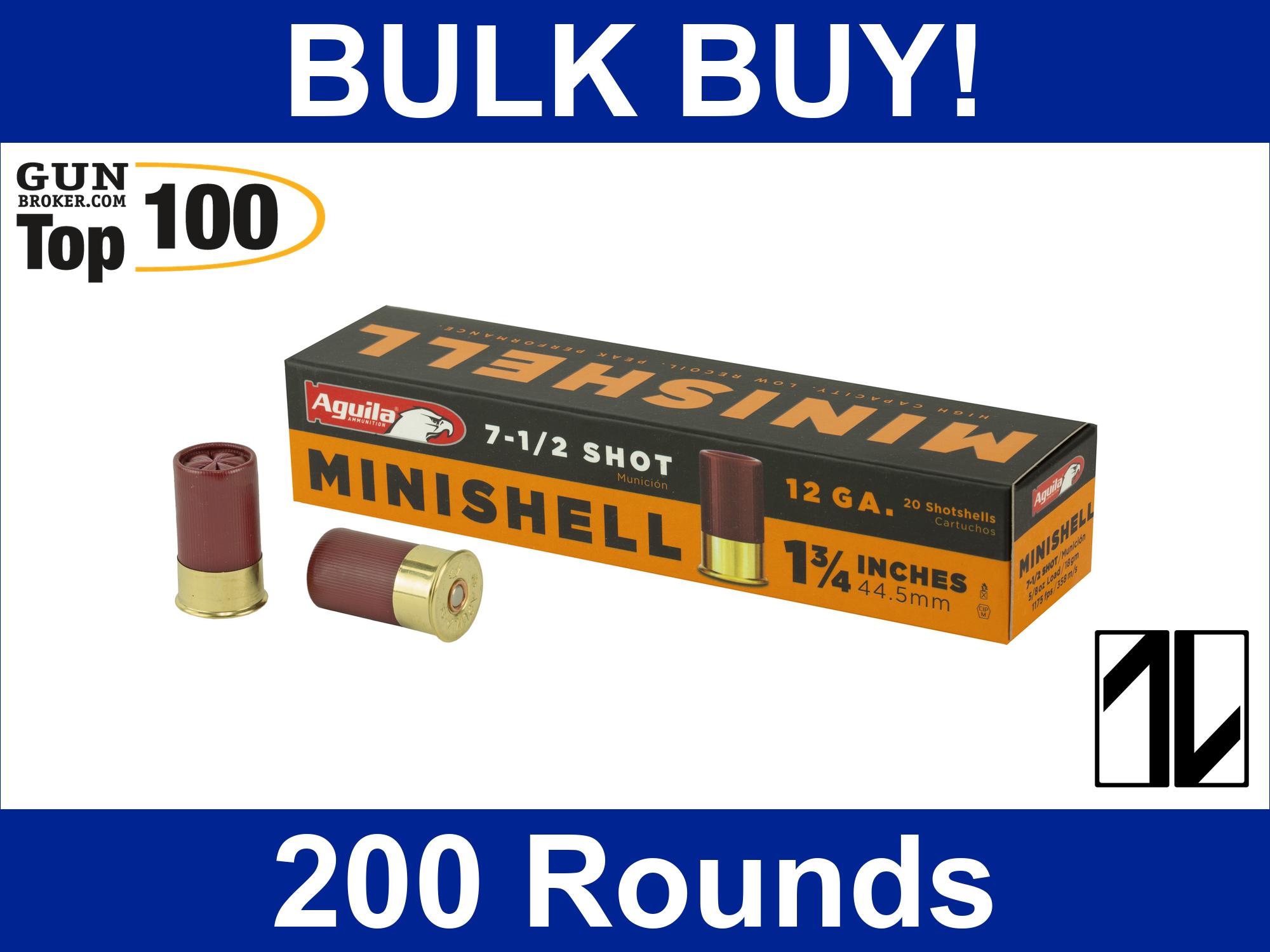 Aguila Minishell 12 Gauge 1.75" #7.5 12ga 200 Rounds - Shotgun Shells ...