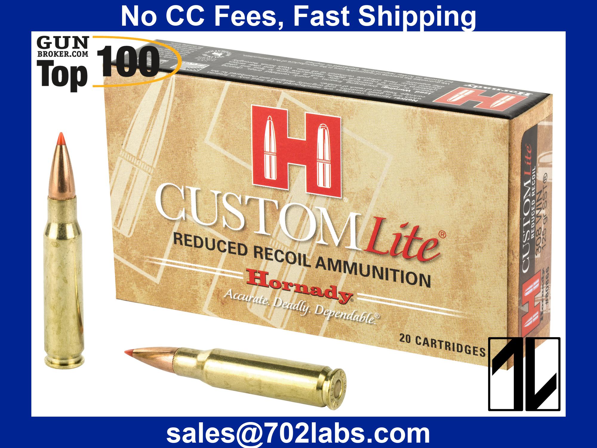 Hornady Custom Lite 308 Win 125Gr 80866 - Rifle Ammunition at GunBroker ...